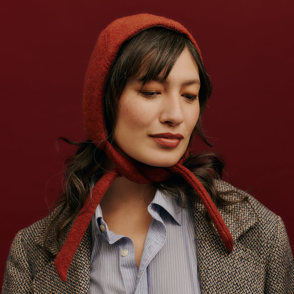 Boiled Wool Hood with Cotton Lining | Awon Golding Millinery