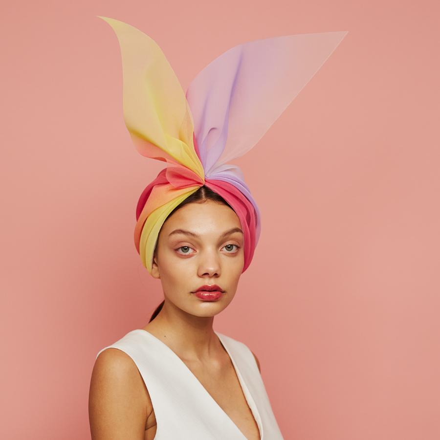 Rainbow turban - Awon Golding Millinery