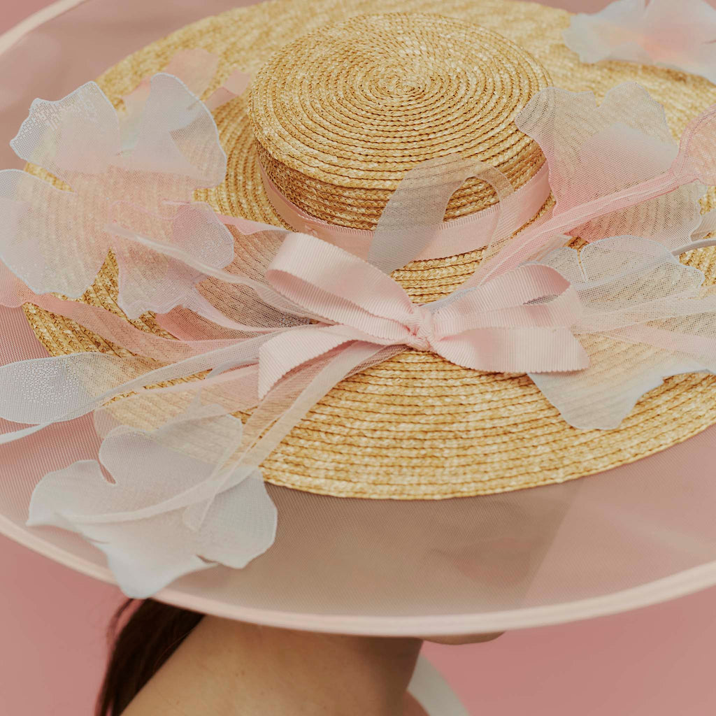 Belle Straw Braid and Crinoline Poppy Boater – Awon Golding Millinery
